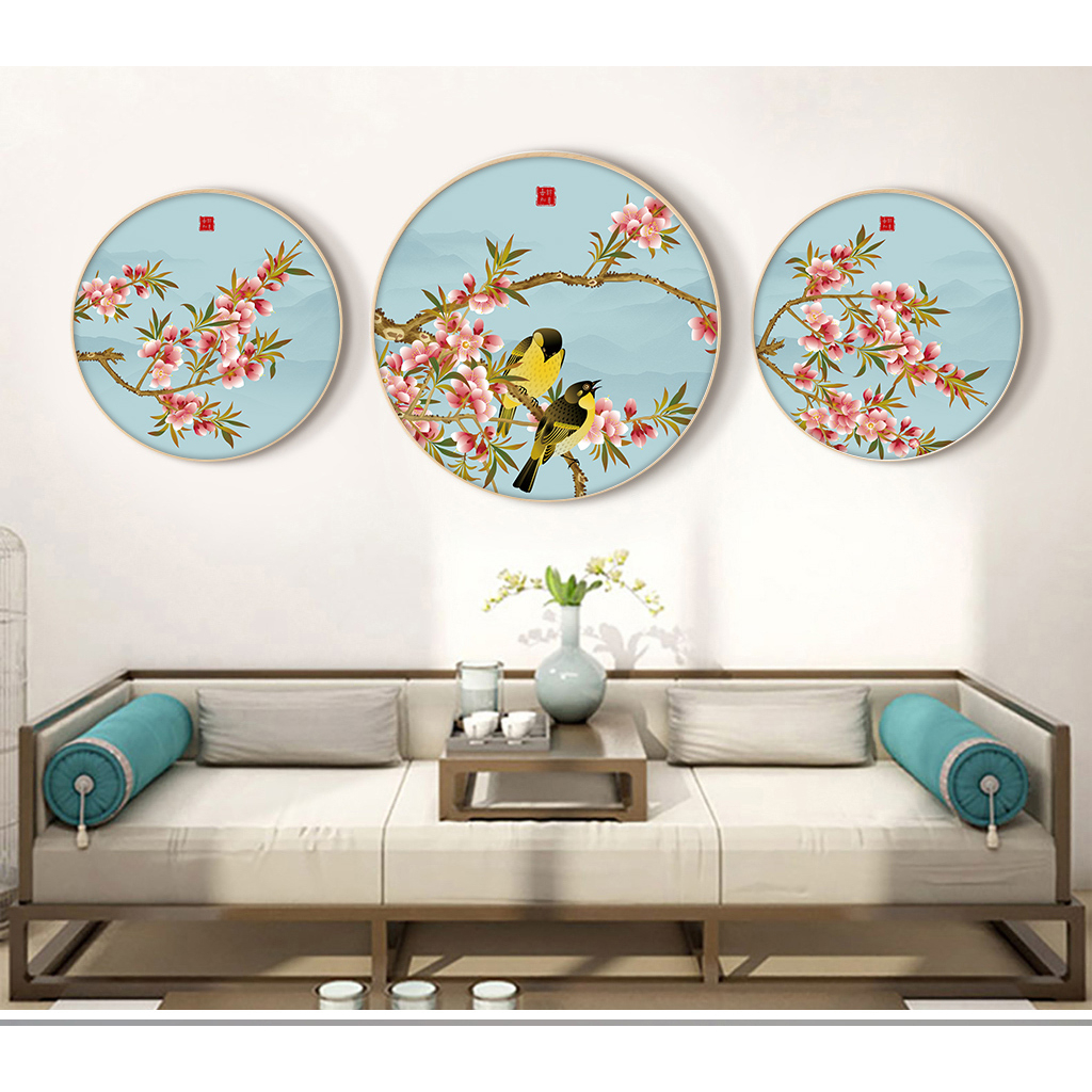 Bộ 3 Tranh Tròn Treo Tường Tráng Gương Cao Cấp Chủ Đề Mùa Xuân Trang ...
