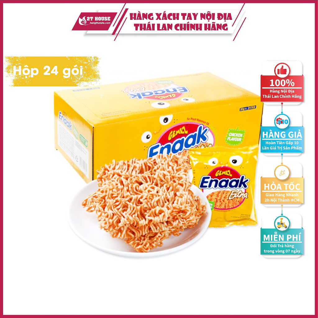 Mì tôm ăn sống/mì snack trẻ em vị gà Gemez Enaak Enaka Indonesia hộp 24 ...