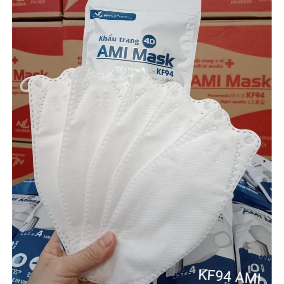 Thùng 300 chiếc khẩu trang Ami Mask KF94 4D khẩu trang cá tiêu chuẩn ...