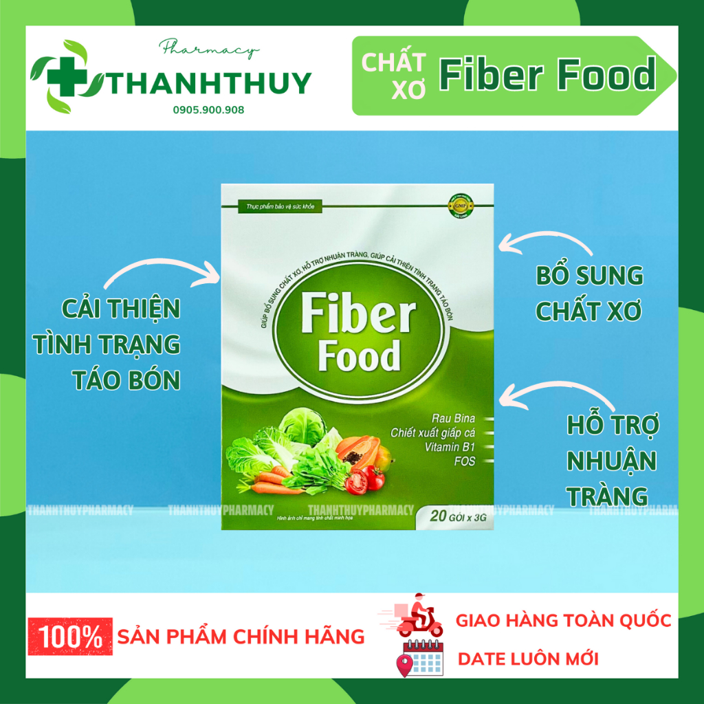 Chất Xơ Fiber Food, Hỗ Trợ Nhuận Tràng, Bổ Sung Chất Xơ, Giảm Táo Bón, Hộp 20 Gói | Shopee Việt Nam