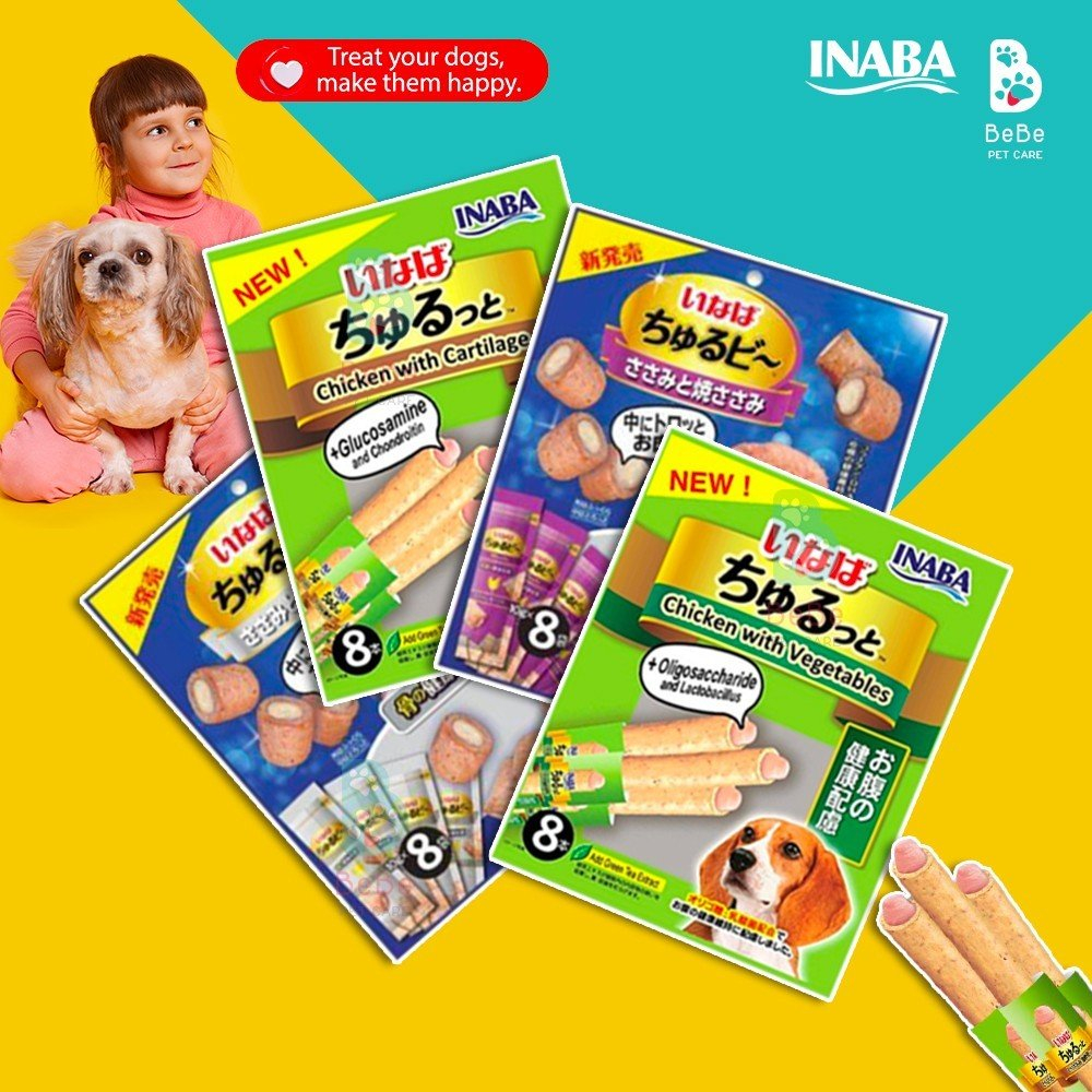 Bánh Thưởng INABA CHURUTTO & CHURU BEE Bổ Sung Collagen & Calcium Cho ...