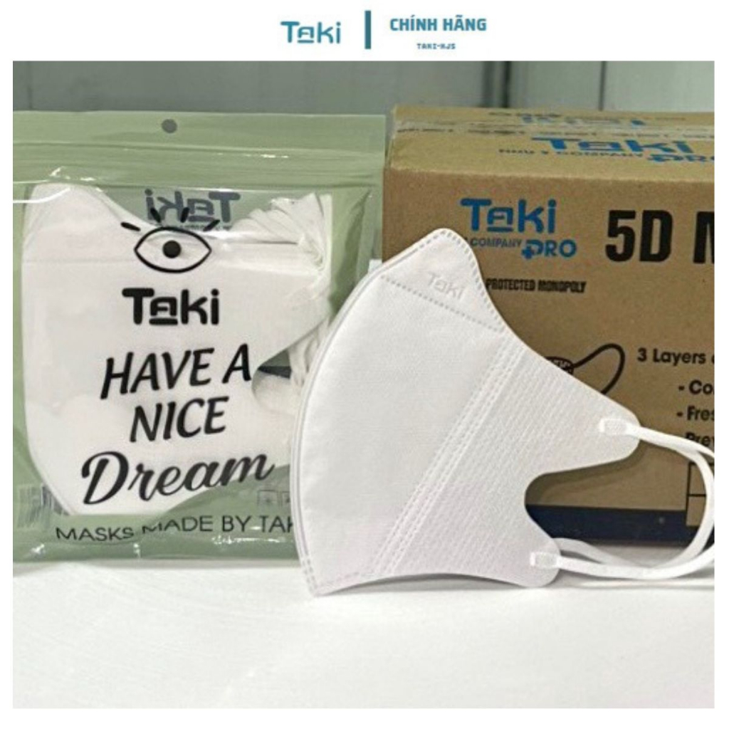 [Set 10 cái] Khẩu trang 5d mask TAKI màu trắng ( túi 10 cái) hàng chính ...