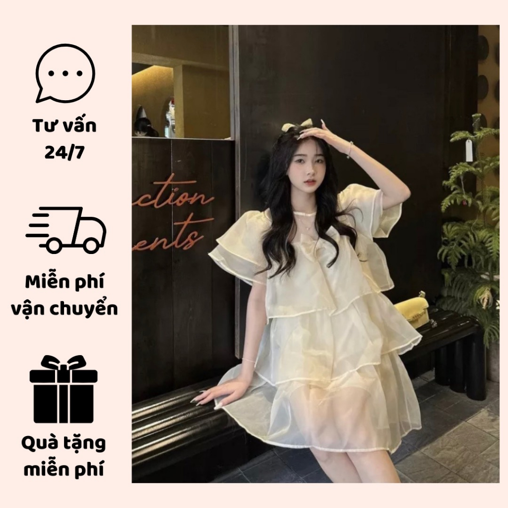 Váy Babydoll Tơ Tầng NƠ Ngực Tiểu Thư Siêu Xinh Hàng 2 Lớp dự tiệc dạo phố | Shopee Việt Nam