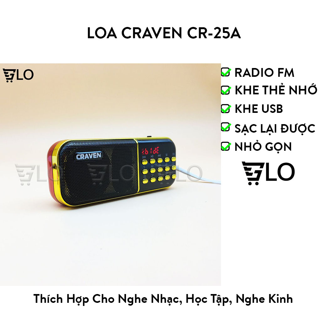Loa Craven CR-25A, Kèm 1 Pin Sạc, Nghe Thẻ Nhớ, USB, FM Radio | Shopee ...