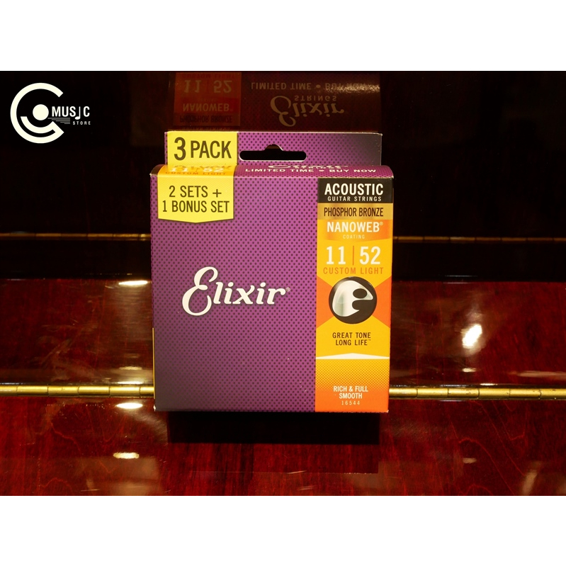 [Chính hãng] Pack 3 Dây đàn Guitar Acoustic Elixir Strings 11/52 2 Sets ...