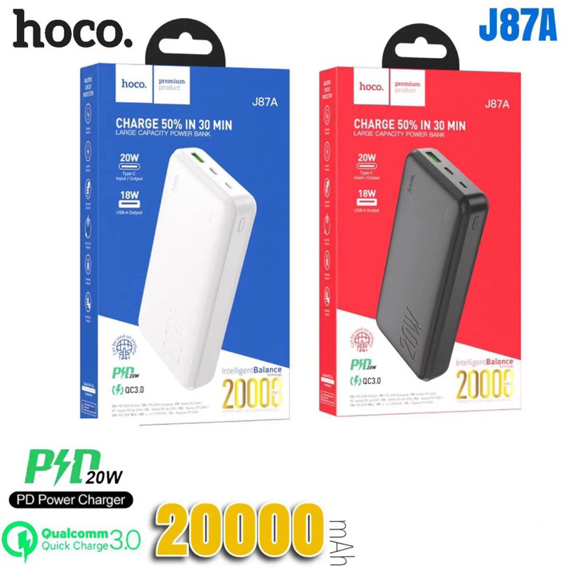 Pin dự phòng sạc nhanh Hoco J87A 20000mAh hỗ trợ QC 3.0 18W và PD 20W ...