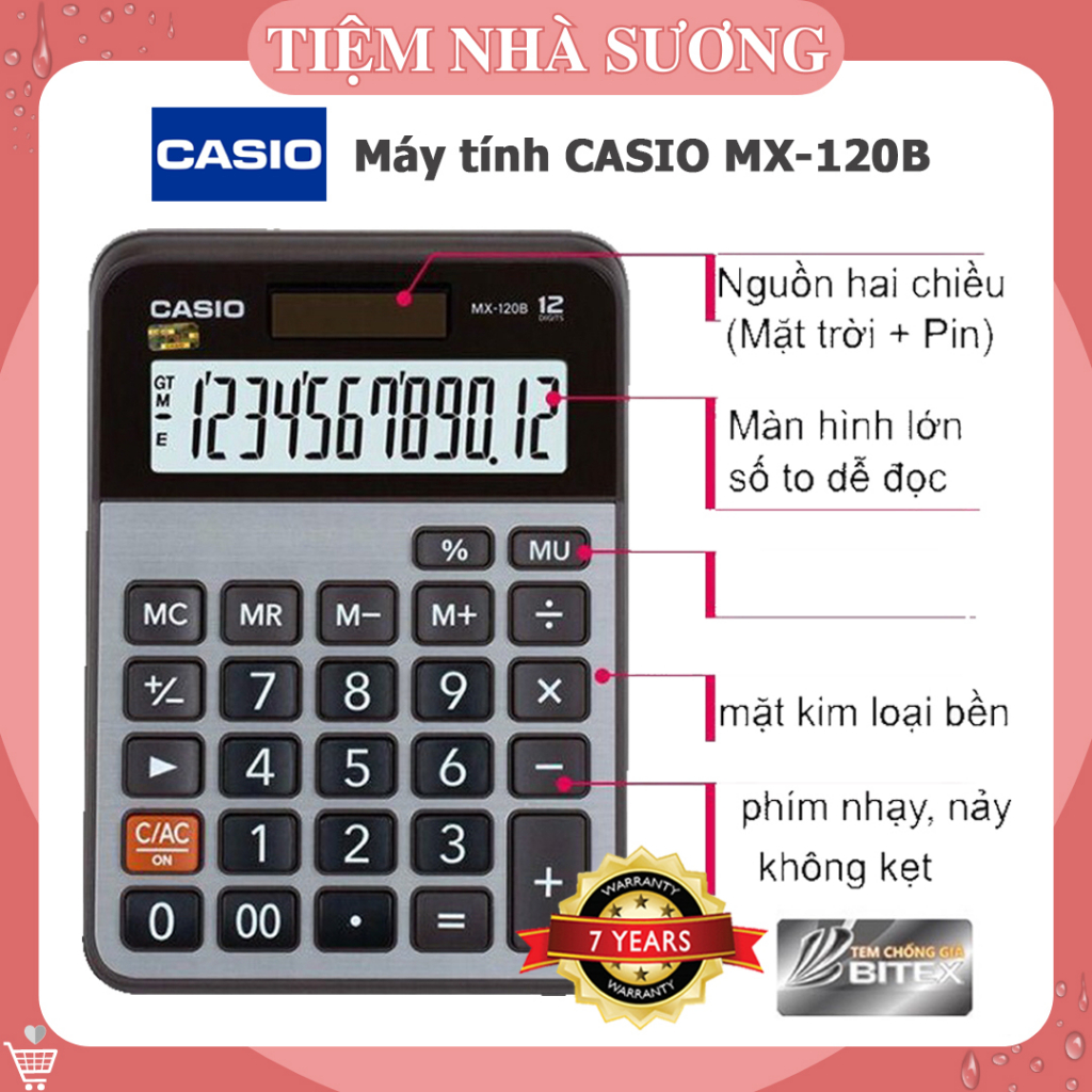 Máy Tính Casio MX-120B, Màn Hình Hiển Thị Lớn, Chuyên Dùng Cho Kế Toán, Hộ Kinh Doanh, Bảo Hành ...