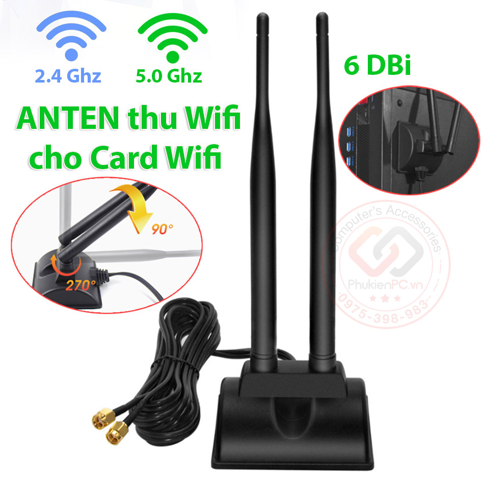 Anten kép 6 Dbi tăng tốc mạng wifi cho máy tính PC, Card Wifi. dủng cho ...