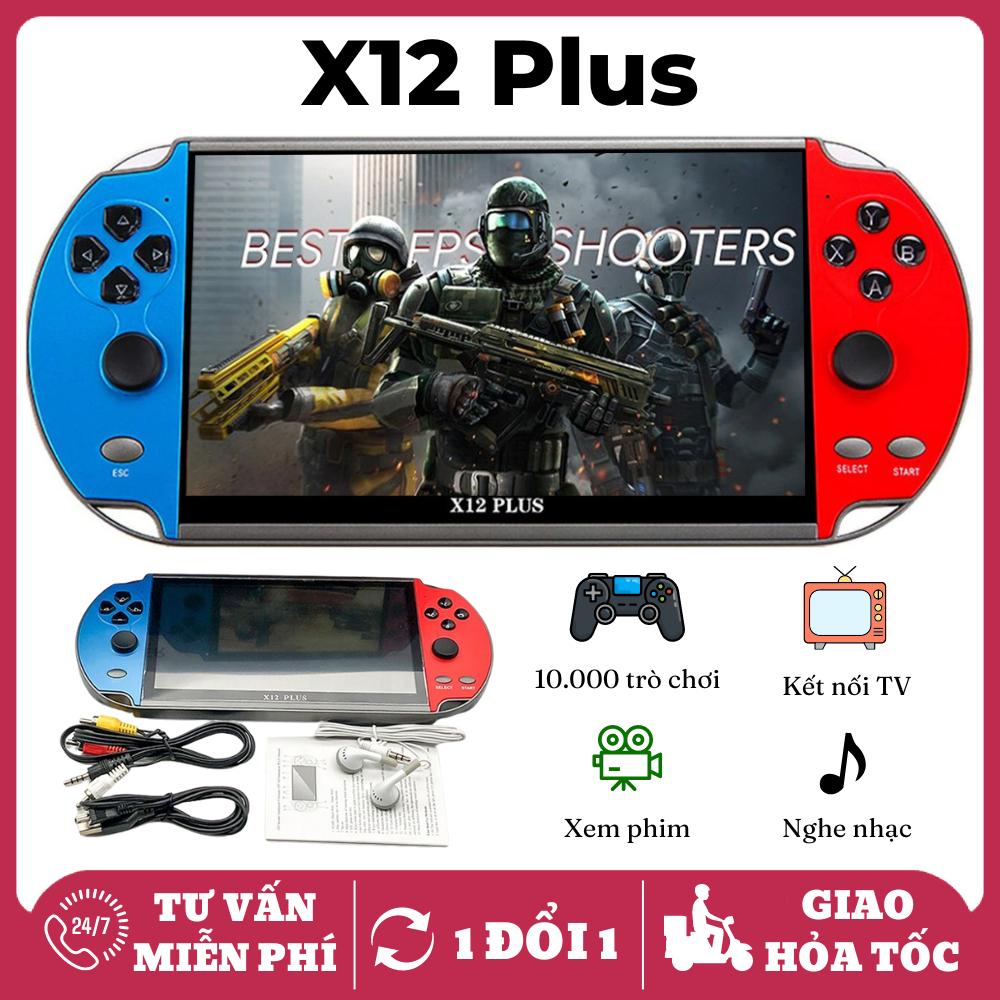 Máy chơi game cầm tay X12 Plus - Có sẵn 20000 game - Màn hình 7 Inch - Nghe nhạc - Đọc Sách ...