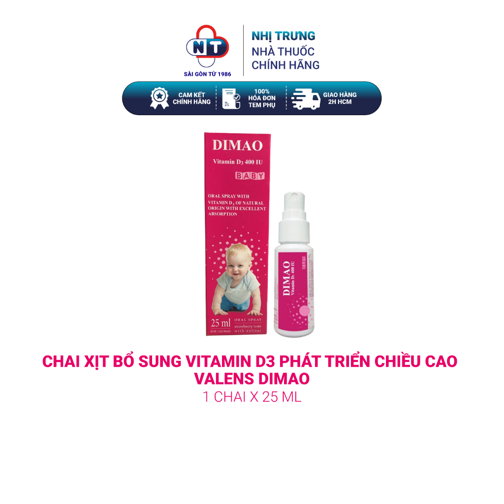 Viên uống bổ sung Vitamin D3 phát triển chiều cao Valens Dimao chai ...