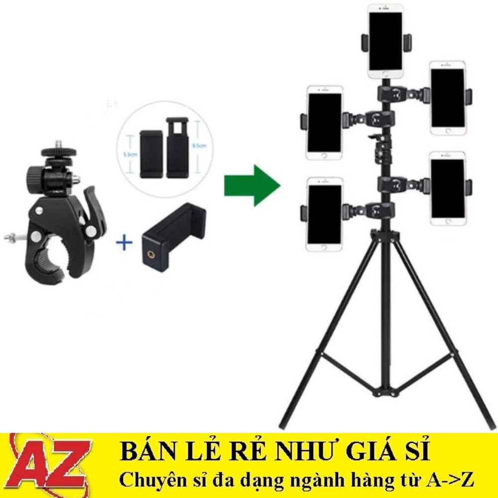 Giá Đỡ 2m1 Kèm Kẹp Điện Thoại Kẹp Nhiều Máy Cùng Lúc Hỗ Trợ Quay Phim ...