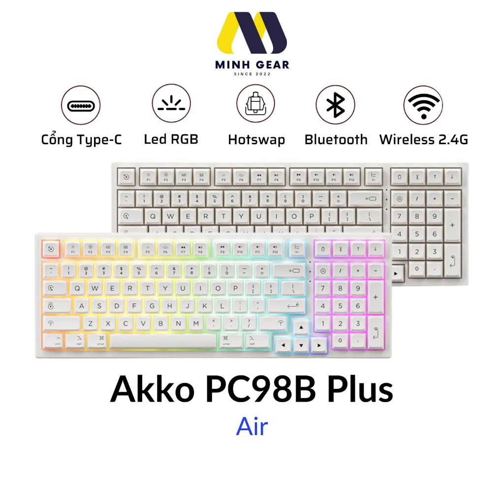 Bàn phím cơ AKKO PC98B Plus AIR (Multi-modes / Hotswap / RGB / Top mount) - Hàng chính hãng ...