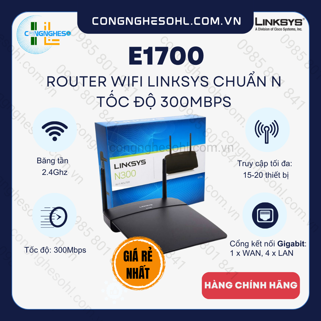 Bộ Phát Wifi Linksys E1700 chuẩn N tốc độ 300Mbps. Hàng chính hãng, mới ...