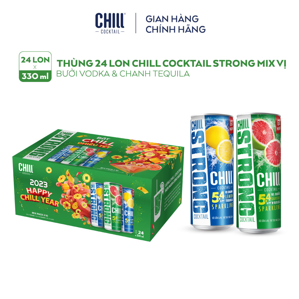 Thùng 24 lon Chill Cocktail Strong mix vị Chanh Tequila & Bưởi Vodka ...