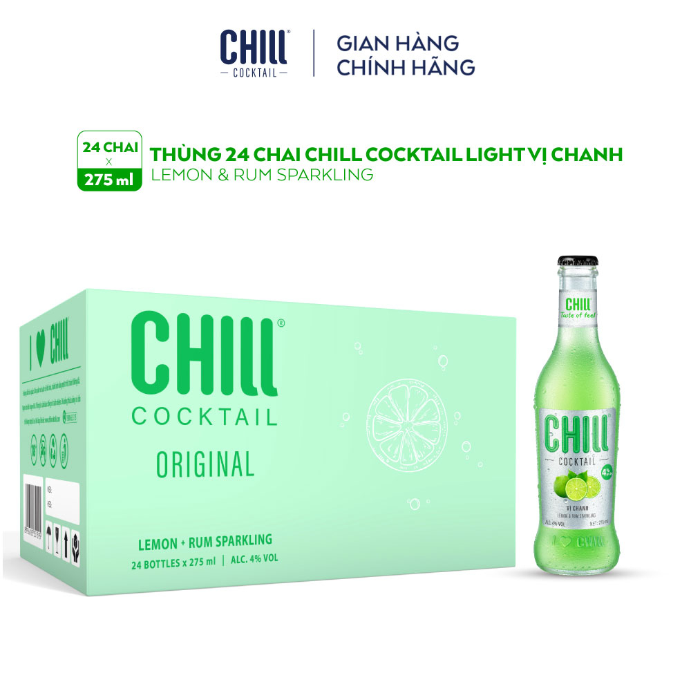 Thùng 24 chai Chill Cocktail vị Chanh 275ml/chai | Shopee Việt Nam