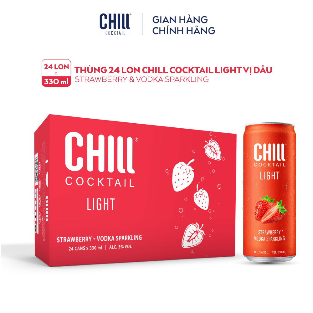 Thùng 24 lon Chill Cocktail vị Dâu 330ml/lon | Shopee Việt Nam