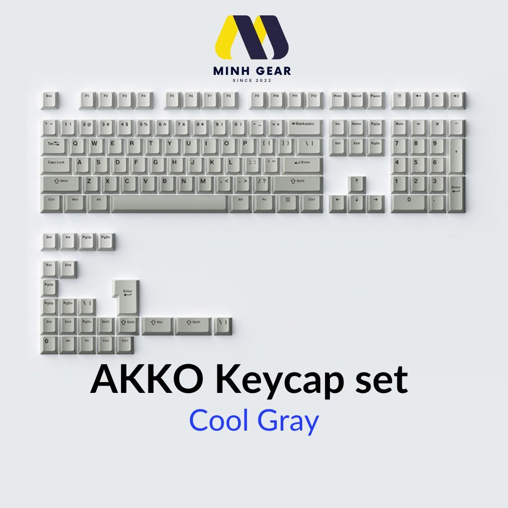 AKKO Keycap set – Cool Gray (PBT Double-Shot / Cherry profile / 132 nút ...