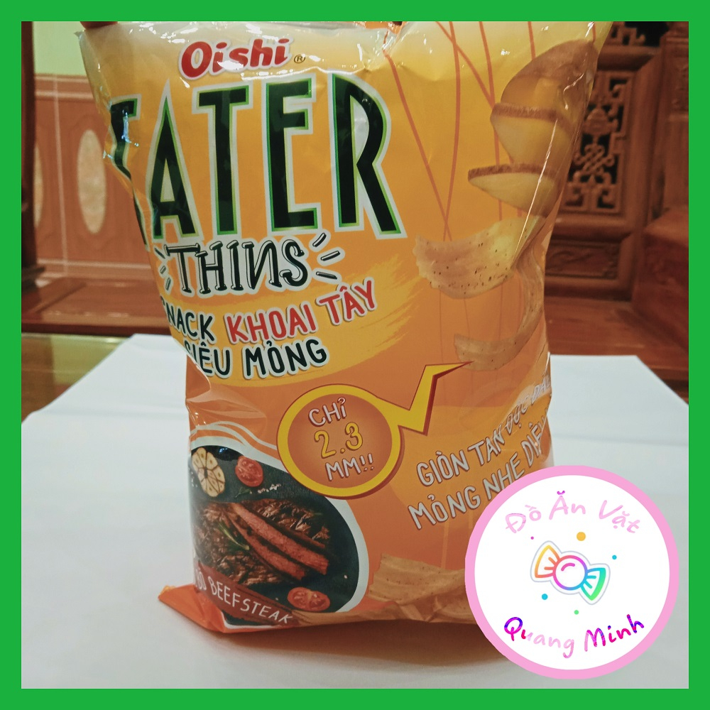 Bim bim Oishi Snack khoai tây siêu mỏng TATER thins vị bò beefsteak gói ...