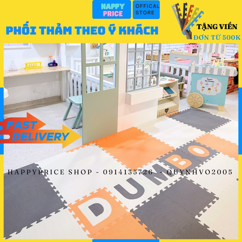 Thảm xốp ghép DUMBO MAT trơn kích 62*62cm lắp lọt lòng 60*60cm (cao cấp ...