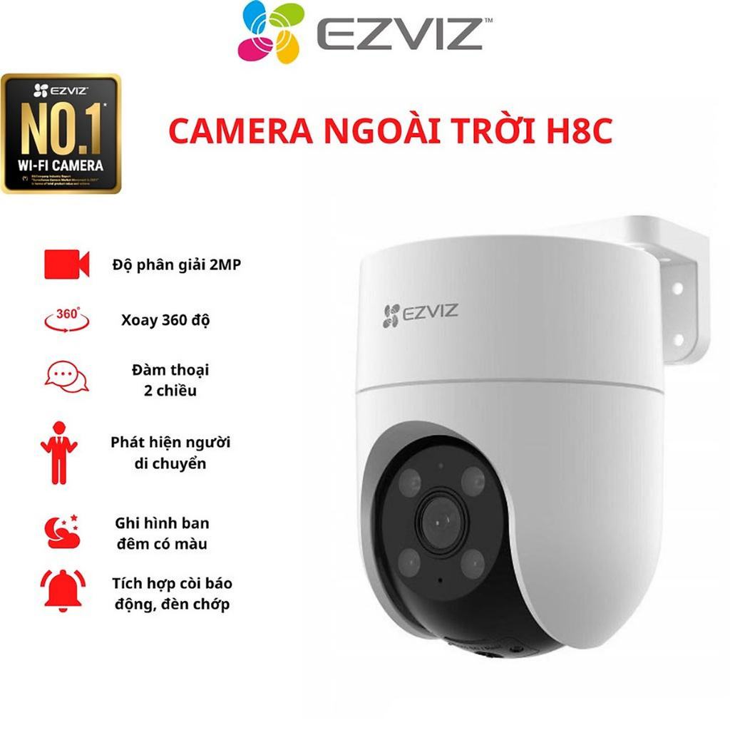 Camera WIFI EZVIZ H8c 2MP - Có Màu Ban Đêm, Quay Ngoài Trời 360 Độ, Đàm ...