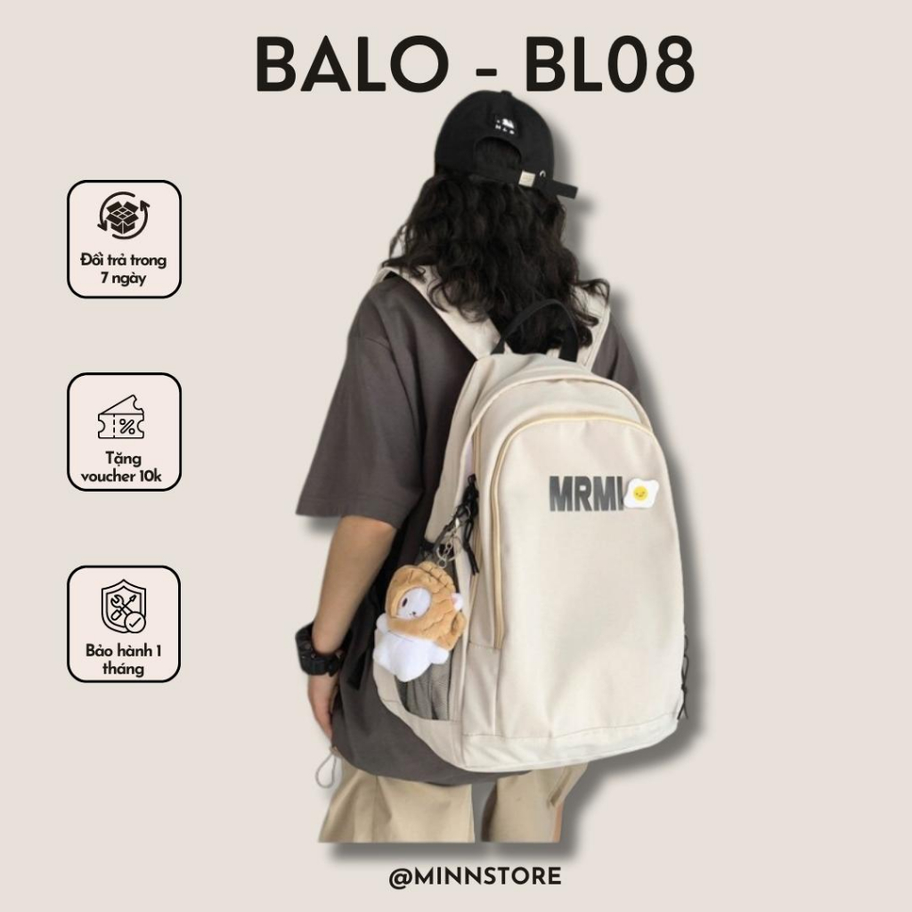 Balo nữ ulzzang MINNSTORE balo đi học đi chơi phong cách hàn quốc basic vải dù mịn chống nước ...