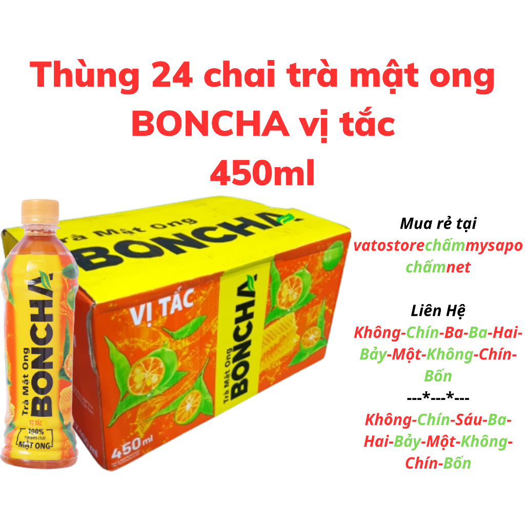 Thùng 24 chai trà mật ong BONCHA vị tắc 450ml | Shopee Việt Nam