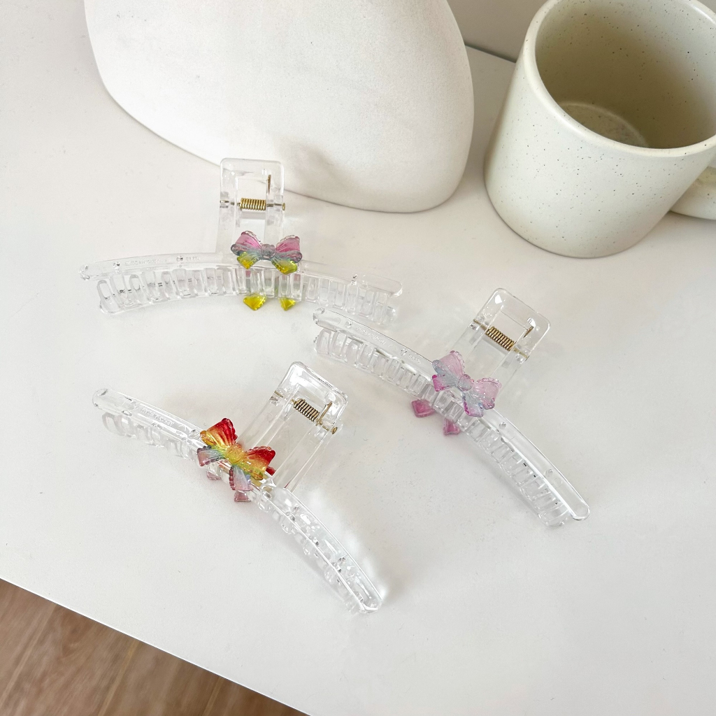Kẹp Tóc Dáng Dài Trong Suốt đính Nơ Dễ Thương Modleaf Bridge Clear