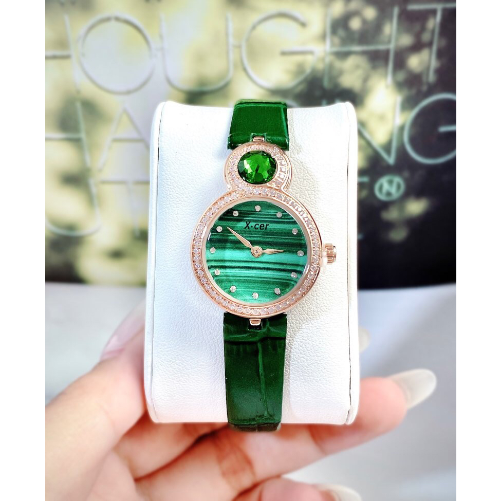 Đồng hồ nữ X-cer B0625 Rose Green, Dây da, Size 24mm, Authentic ...