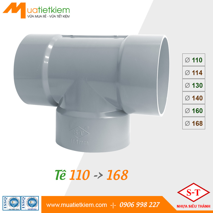 Tê PVC phi 110, 114, 130, 140, 160, 168, phụ kiện ống nước (Siêu Thành ...