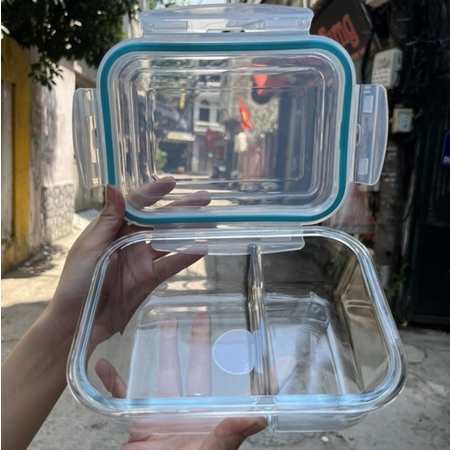 Thố thủy tinh 2 ngăn 1000ml / Lock 750ml / Lock 840ml chịu nhiệt Có nắp đậy kín chống tràn ...