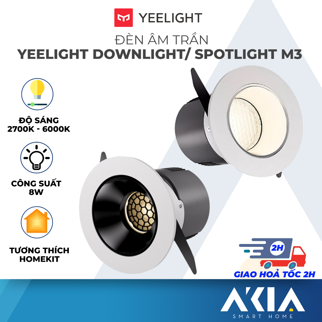 Đèn âm trần Yeelight Downlight/ Spotlight M3 8W, điều chỉnh được độ sáng, tương thích Homekit ...