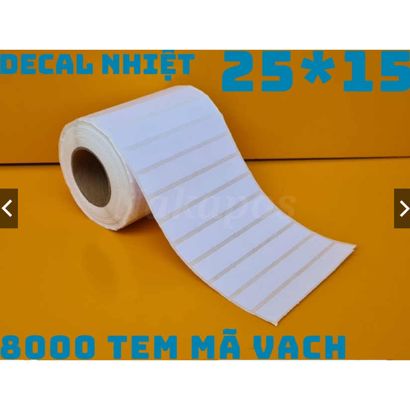 Giấy in mã vạch khổ 25x15 mm, 4 tem/hàng, giấy in nhiệt | Shopee Việt Nam
