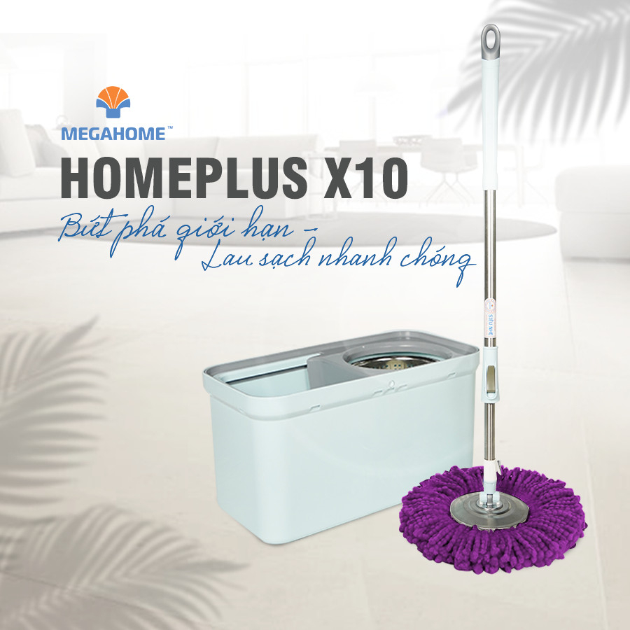 Bộ lau nhà Megahome Homeplus X10 thùng lau vuông sang trọng, cây lau siêu nhẹ | Shopee Việt Nam