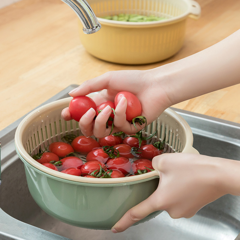 Thau 2 trong 1 kèm rổ gập rửa rau củ đa năng, chậu gấp gọn rửa trái cây ...