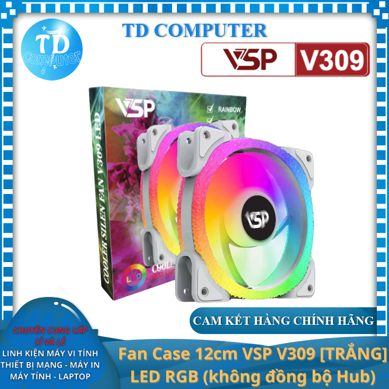 Fan Case 12cm VSP V309 [TRẮNG] LED RGB (không đồng bộ Hub) - Hàng chính ...