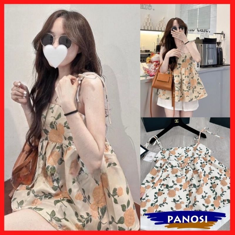 Set bộ babydoll gồm áo babydoll 2 dây thắt nơ kèm quần short trắng PANOSI - MÃ B773 | Shopee ...
