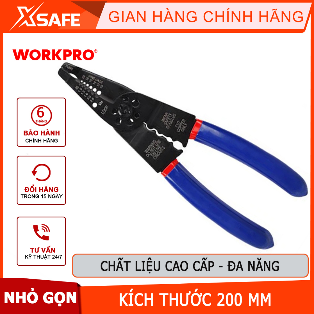 Kìm tuốt dây đa năng mũi dài, kích thước 200mm Workpro WP291003 Chính hãng | Shopee Việt Nam