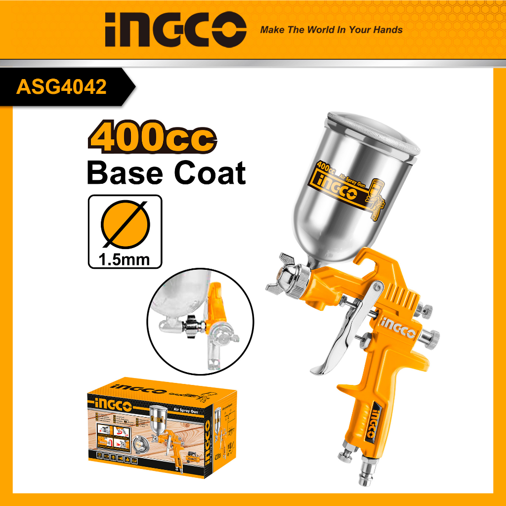 INGCO Súng phun sơn có chỉnh gió/Air spray gun 400cc ASG4042 | Shopee ...