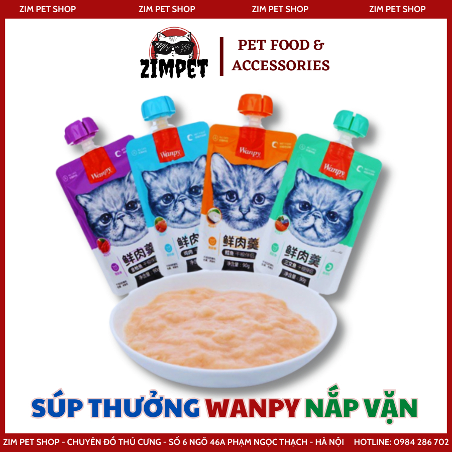 Súp/Soup thưởng nắp vặn Wanpy cho mèo gói 90gr | Shopee Việt Nam