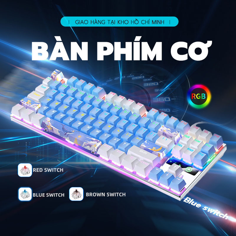 Bàn phím cơ gaming có dây ONIKUMA Blue switch 87 phím có đèn RGB màu ...