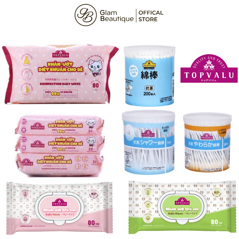 Khăn ướt/ Tăm bông thương hiệu Topvalu độc quyền tiện lợi Glam Beautique | Shopee Việt Nam