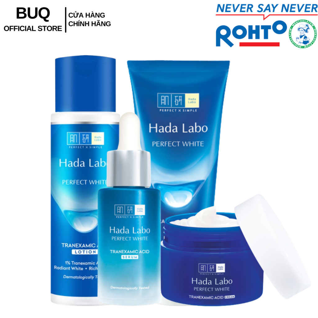 Combo Trọn Bộ Dưỡng Trắng Da Tối Ưu Hada Labo Perfect White Xanh (Sữa ...