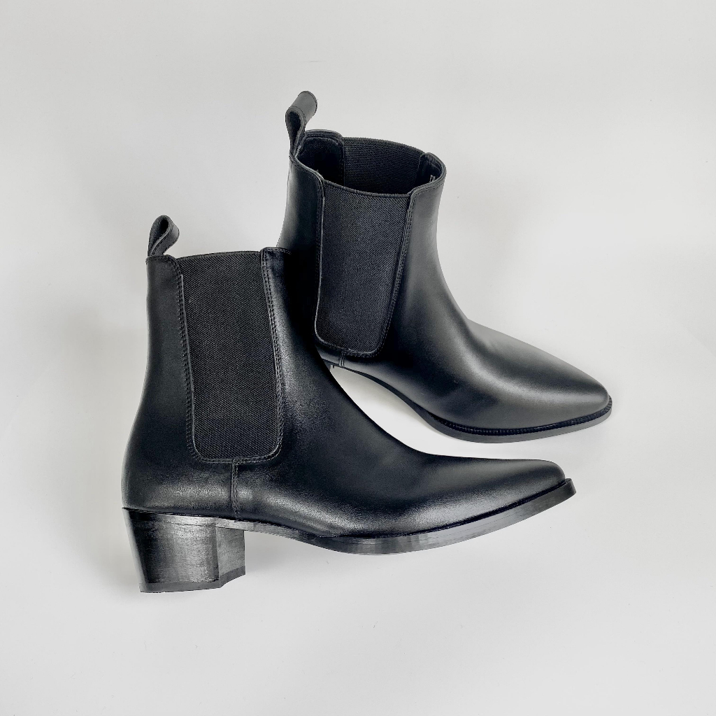 Giày Chelsea Boots Da Bò Nguyên Tấm Nhập Khẩu Đế Gỗ Cao 5cm | Shopee ...