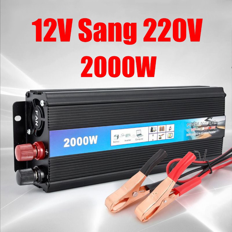 bộ chuyển đổi điện 12v sang 220v 2000W, Biến tần ô tô 1000W bộ kích điện 12v lên 220v | Shopee ...
