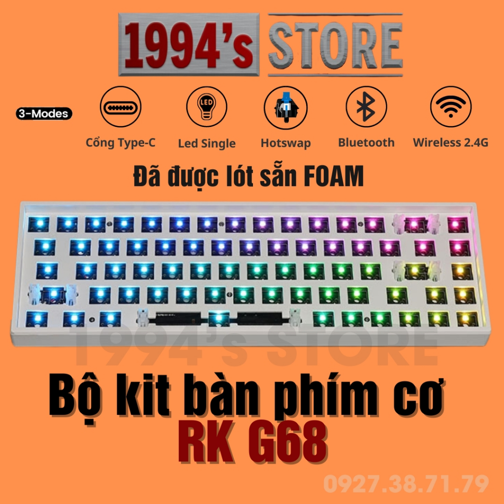[SẴN] KIT Bàn phím cơ RK G68, RK871/RK68 Plus Led RGB - Bluetooth 5.1 | Wireless 2.4G | Dây Type ...