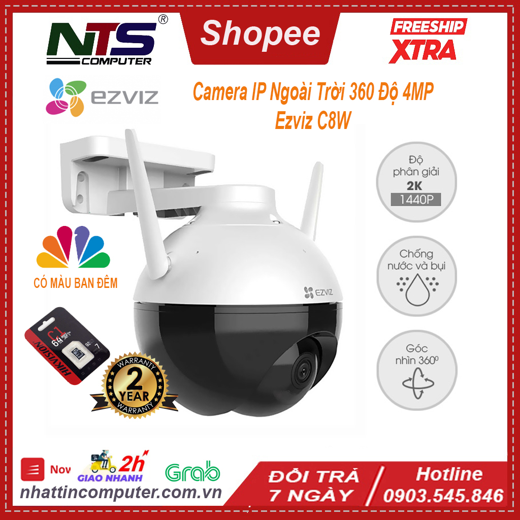 Camera IP Wifi xoay 360 ngoài trời Ezviz C8C PTZ 2MP, Ezviz C8W 4Mp 2K ...