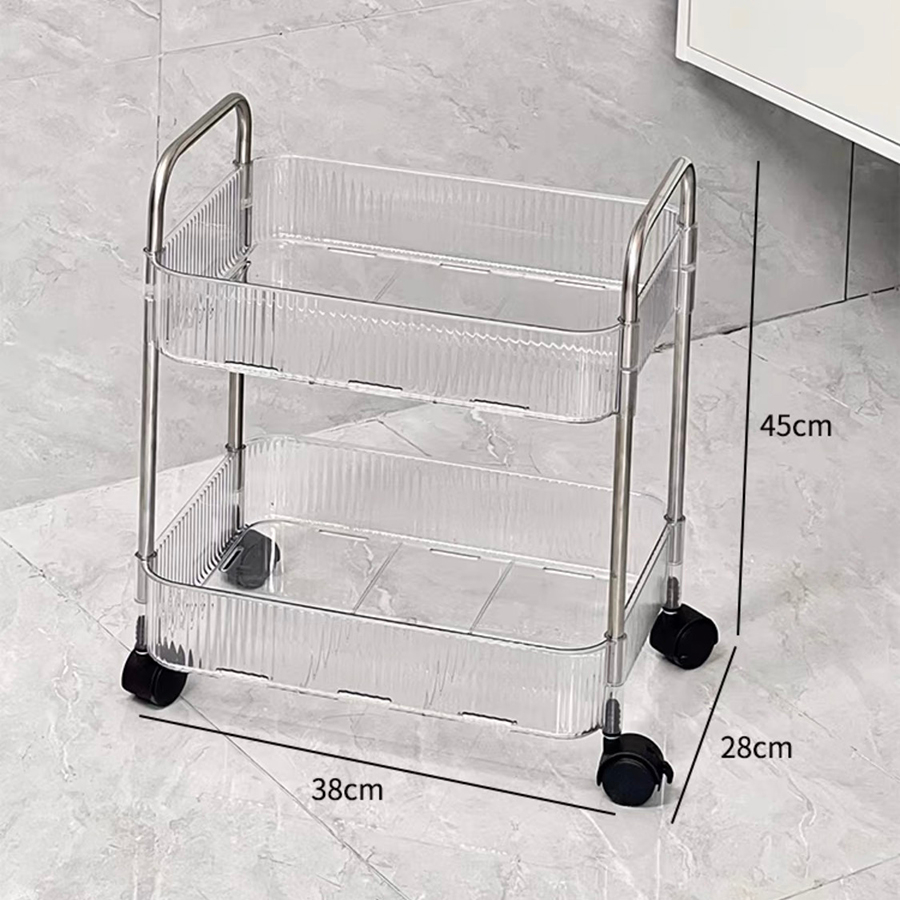 Kệ để đồ đa năng trong suốt có bánh xe kệ mỹ phẩm khung Inox hộ gia ...