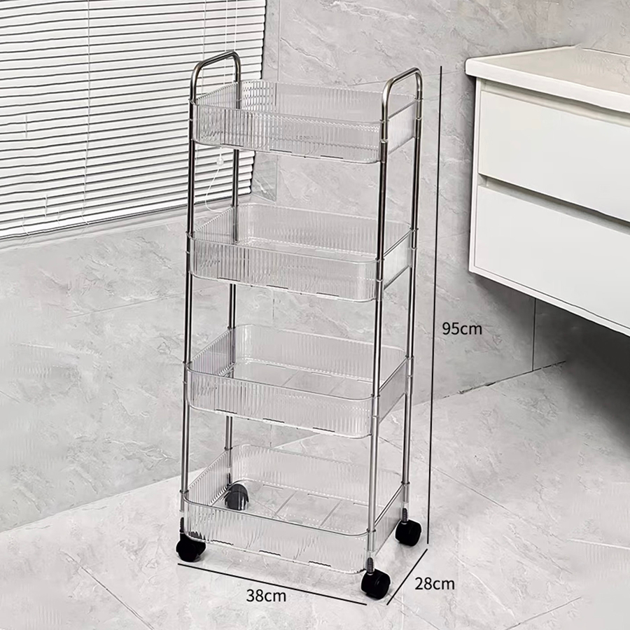 Kệ để đồ đa năng trong suốt có bánh xe kệ mỹ phẩm khung Inox hộ gia ...