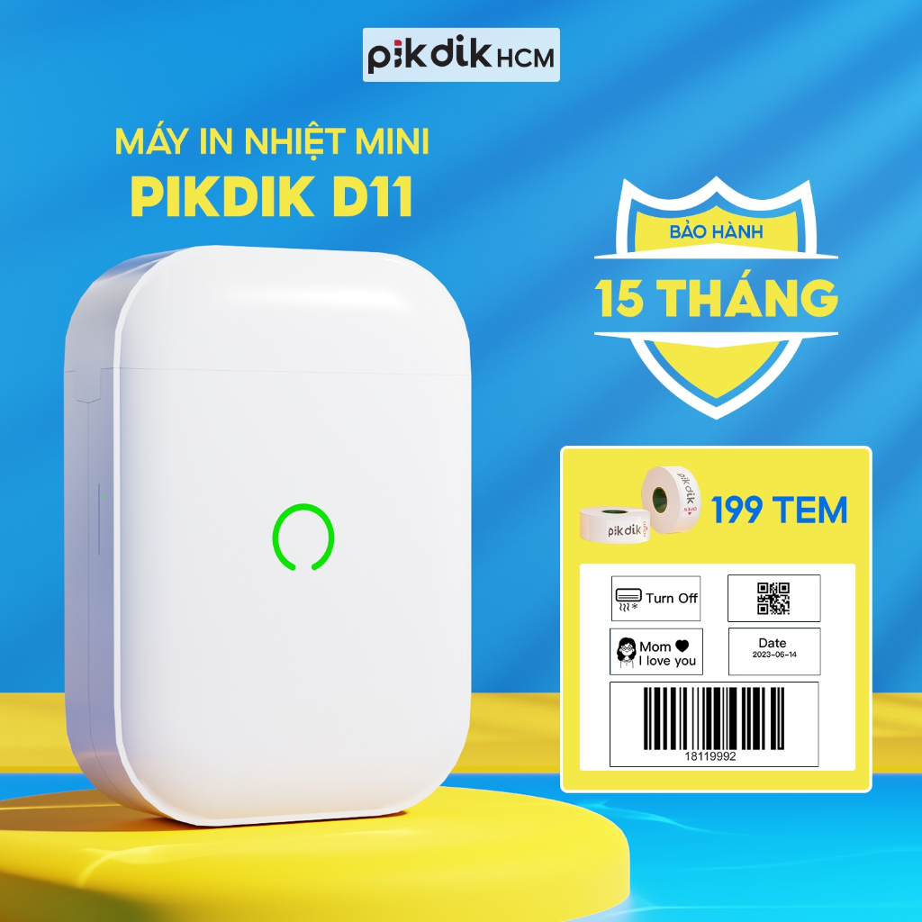 Máy in nhiệt mini cầm tay bluetooth PIKDIK D11 in mã QR, barcode mã ...