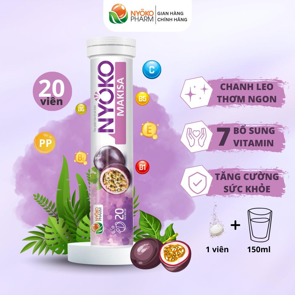 Viên sủi vitamin tổng hợp vị chanh leo tăng cường sức khỏe nâng cao sức đề kháng Nyoko Makisa ...